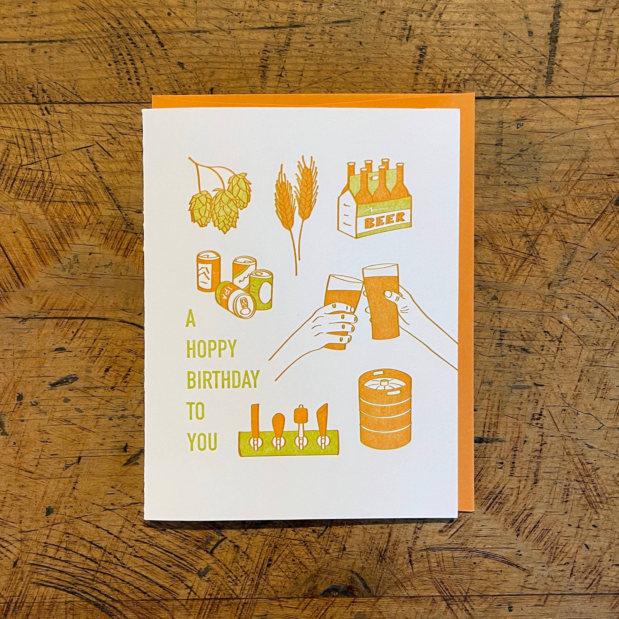 Hoppy Beer Birthday Letterpress Card by Green Bird Press – lichen